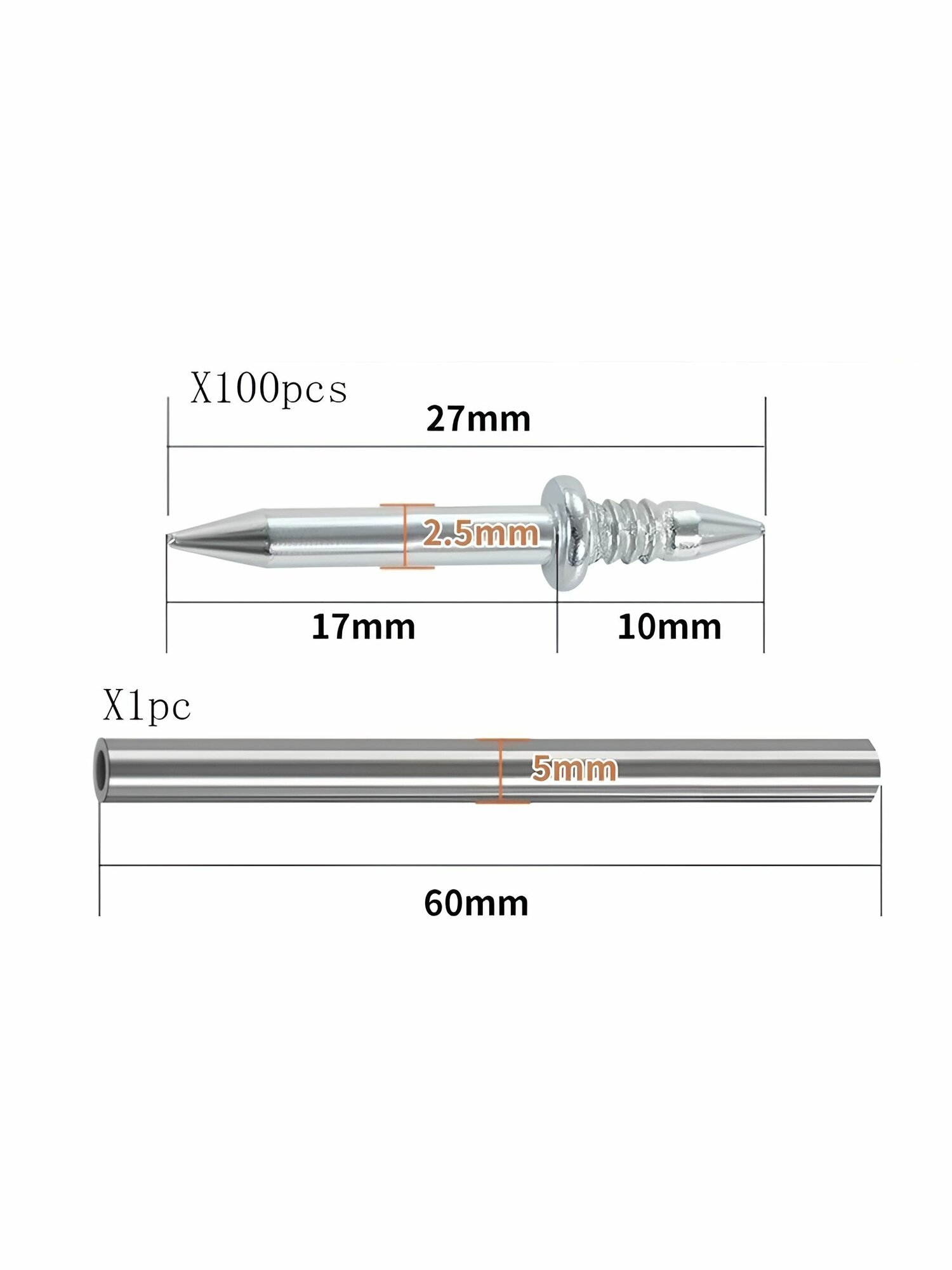 100 штук двусторонних гвоздей для плинтусов