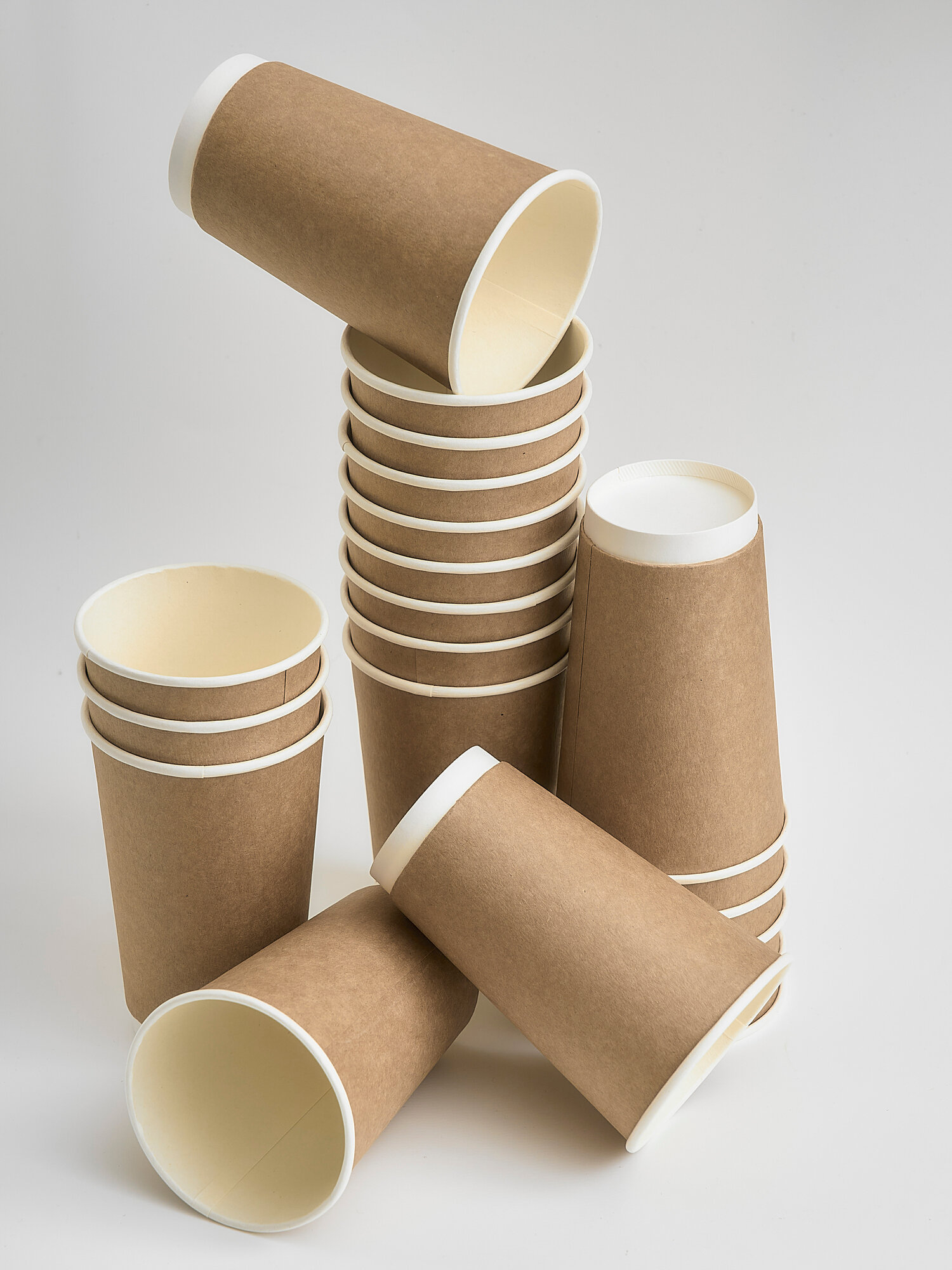 Стакан двухслойный бумажный 450 мл "Бежевый/ Крафт", (25шт)