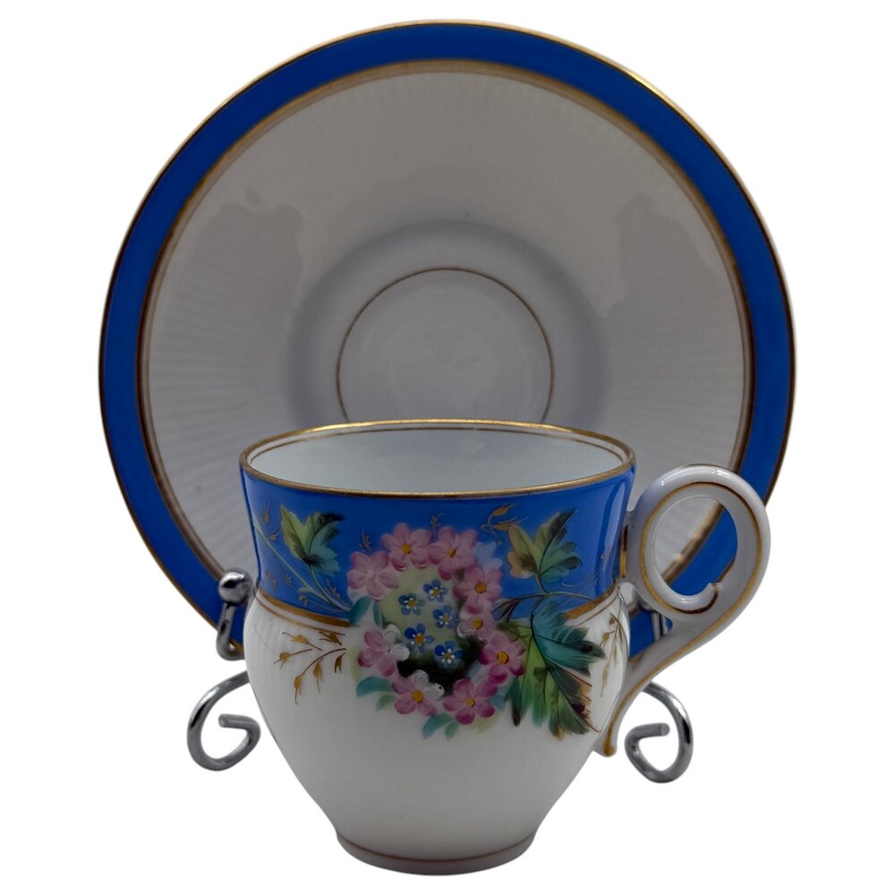 Кофейная пара "Букет", 90 мл, фарфор, роспись, 1890-1917 гг, Кузнецов, Российская Империя