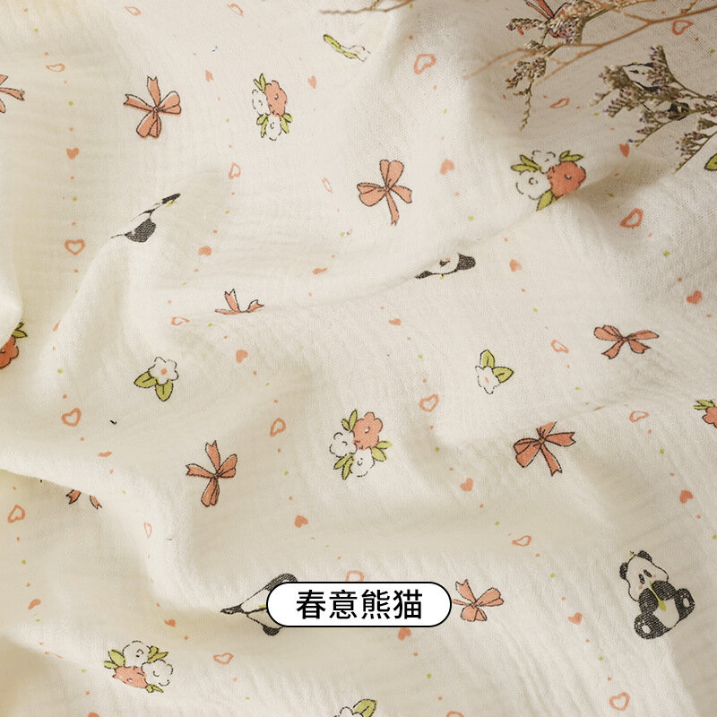 2023 Широкая ткань из чистого хлопка, двойной слой крепа, газовая ткань, полностью хлопковая, не мнется, ткань для детской постели, пижамы, брюк, базовой рубашки