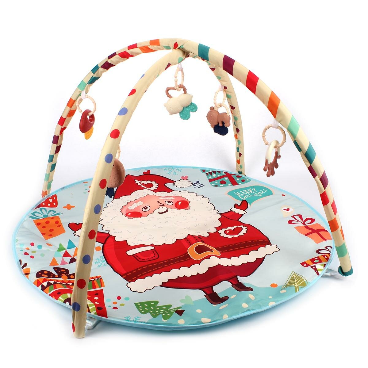 Коврик развивающий «962-1» с дугами и игрушками, круглый, мягкий, сенсорное развитие малышей