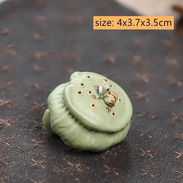 Китайская фиолетовая глиняная фигурка чайного питомца, ручная работа, модель лотоса и арбуза, скульптура, украшения для чайного сервиза, декоративные элементы для чайного сервиза.