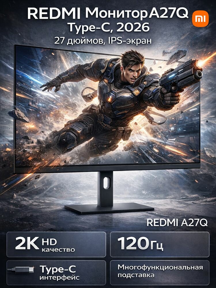 Xiaomi 27" Монитор Xiaomi REDMI Monitor A27Q Type-C Version 2026 CN P27QDC-RA), IPS, черный