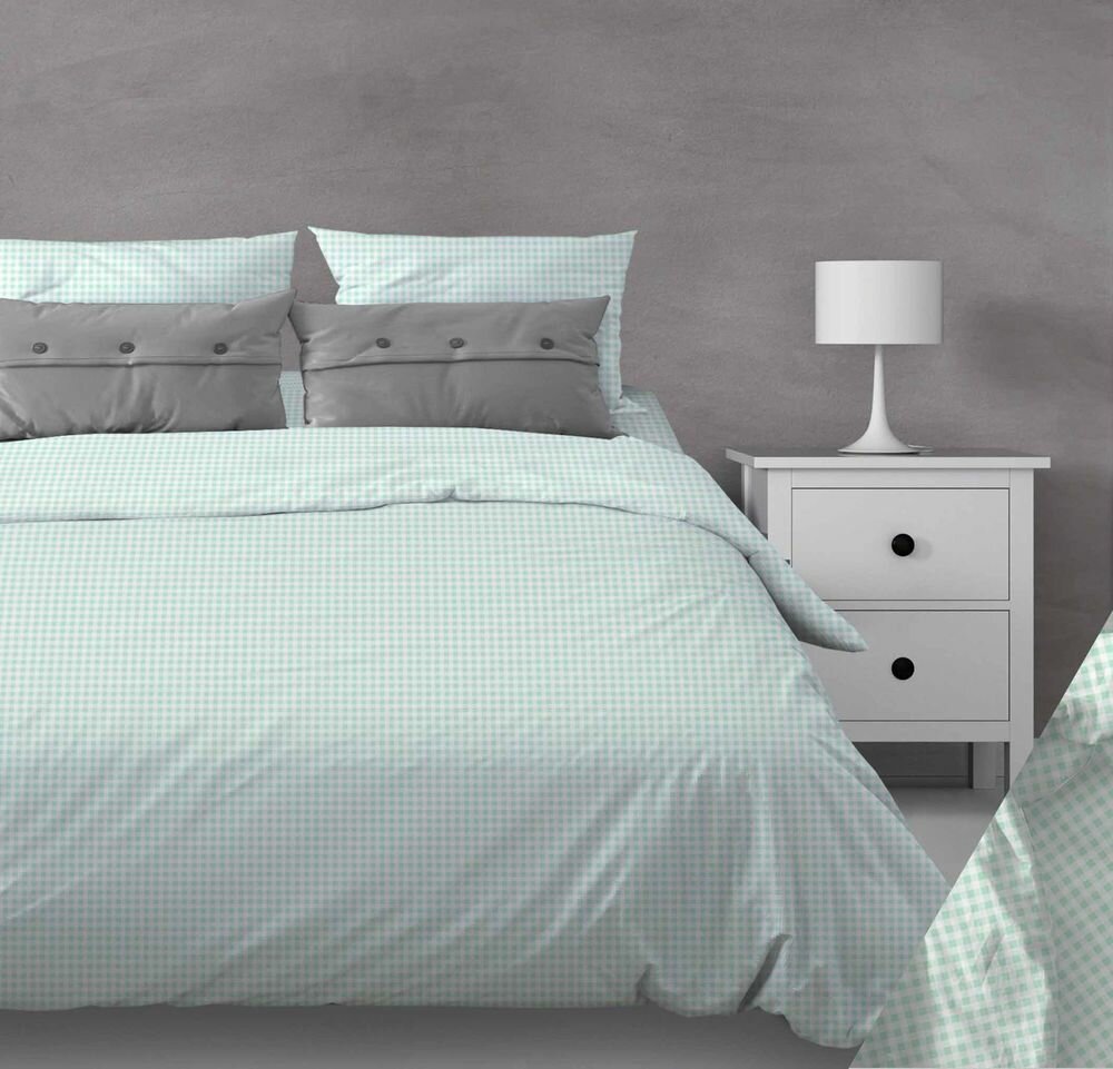 Комплект постельного белья 1,5-спальный, бязь "Комфорт" (Клеточка, мятный)