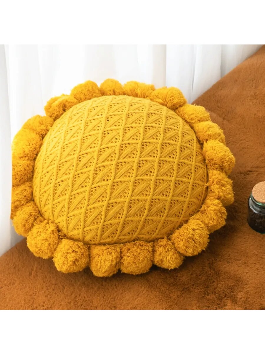 Подушка Manyue вязаная, желтый гусь, 50x50 см