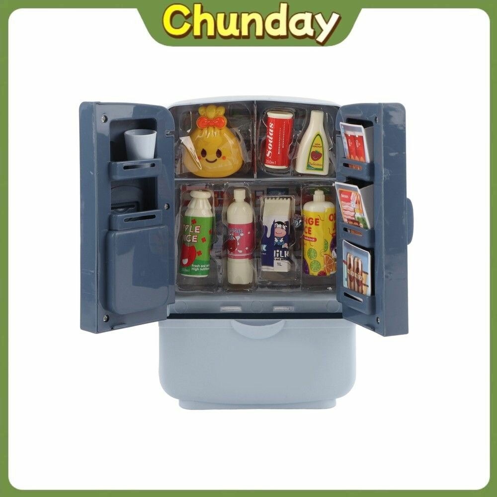 Игрушечный холодильник с двойной дверью, кухонный набор, синий