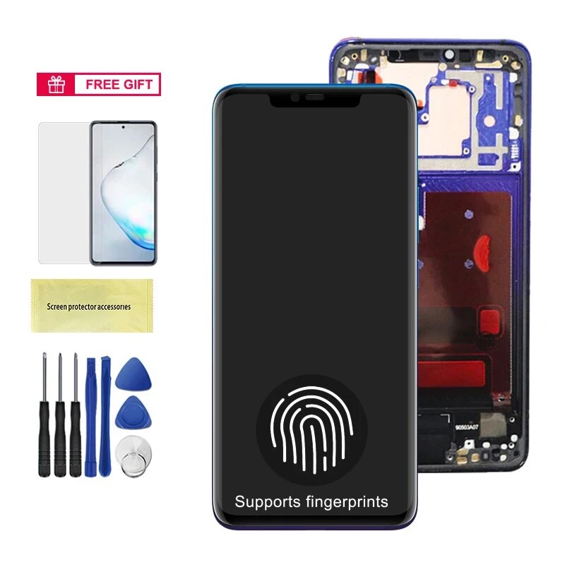 Экран Amoled Mate 20 Pro с отпечатками пальцев, для Huawei Mate 20 Pro LYA-L09, ЖК-дисплей, цифровой сенсорный экран с рамкой