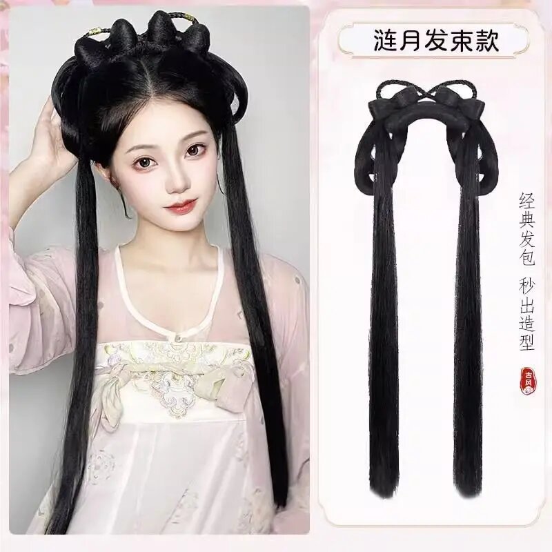 Женский черный ханьфу парик as picture