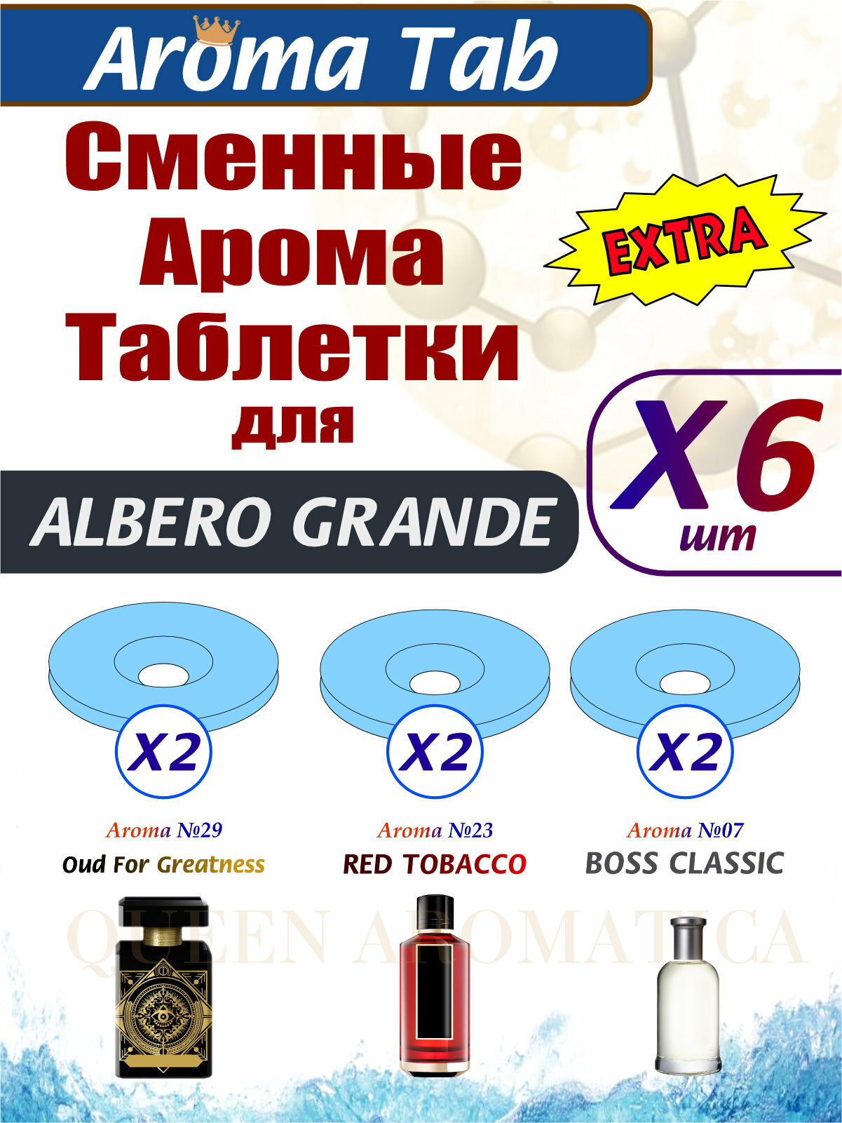 Ароматизатор в машину Сменные арома таблетки Queen Aromatica для Albero Grande