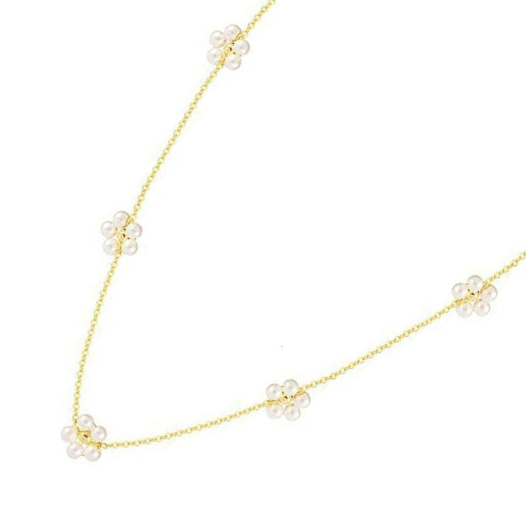 Жемчужное ожерелье-чокер с цветочным кулоном, Золото - ожерелье 1
