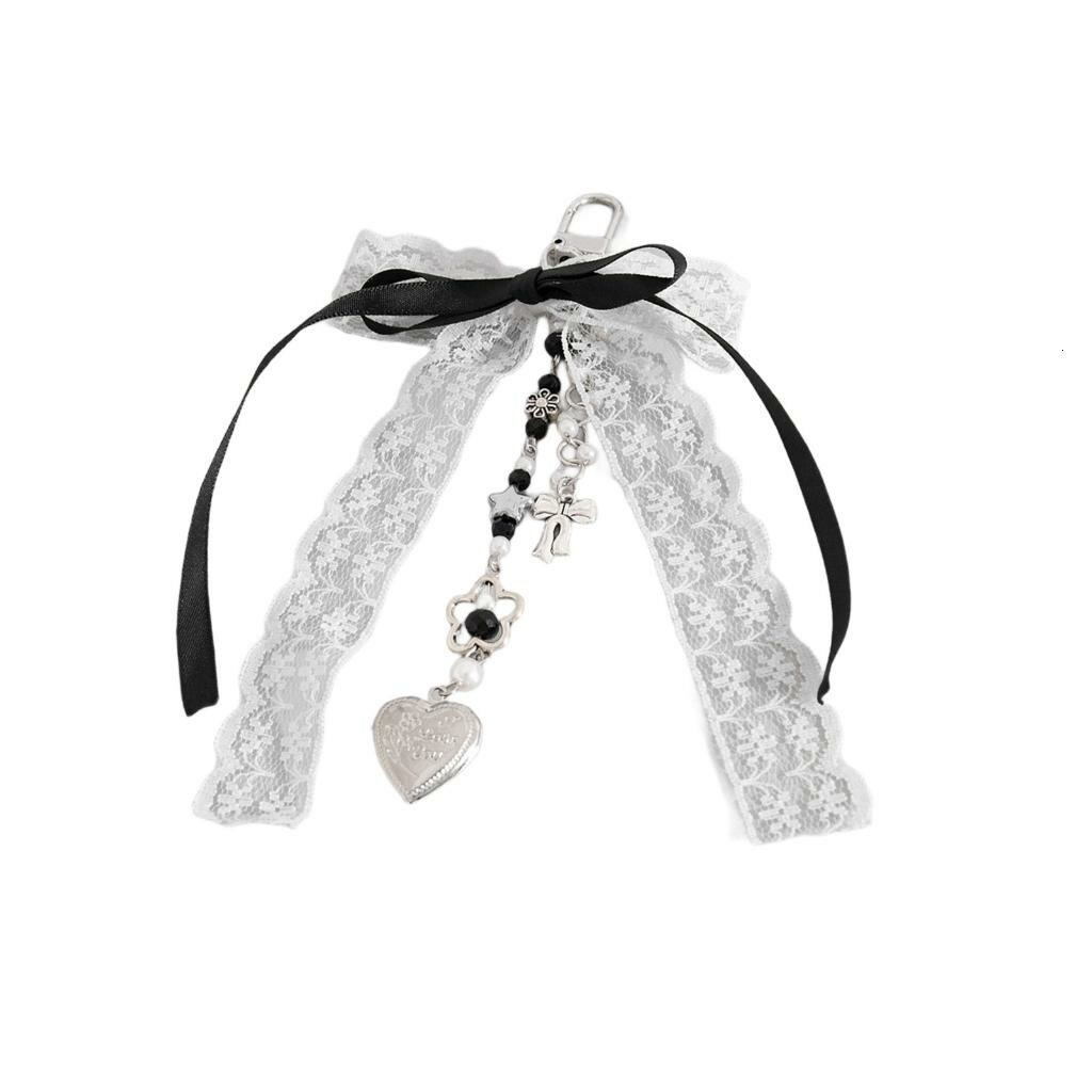 Сердцевидный кулон-бант из кружева, 3