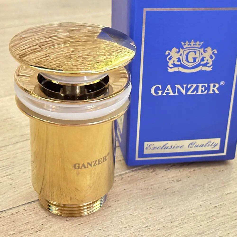 Донный клапан из латуни с переливом GANZER F-2E цвет золото