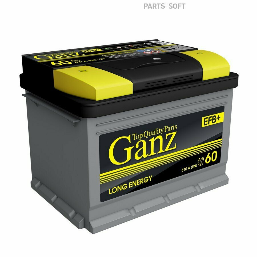 Аккумуляторная батарея GANZ EFB 60 А/ч от официального дистрибьютора, GANZ, артикул GAEFB600