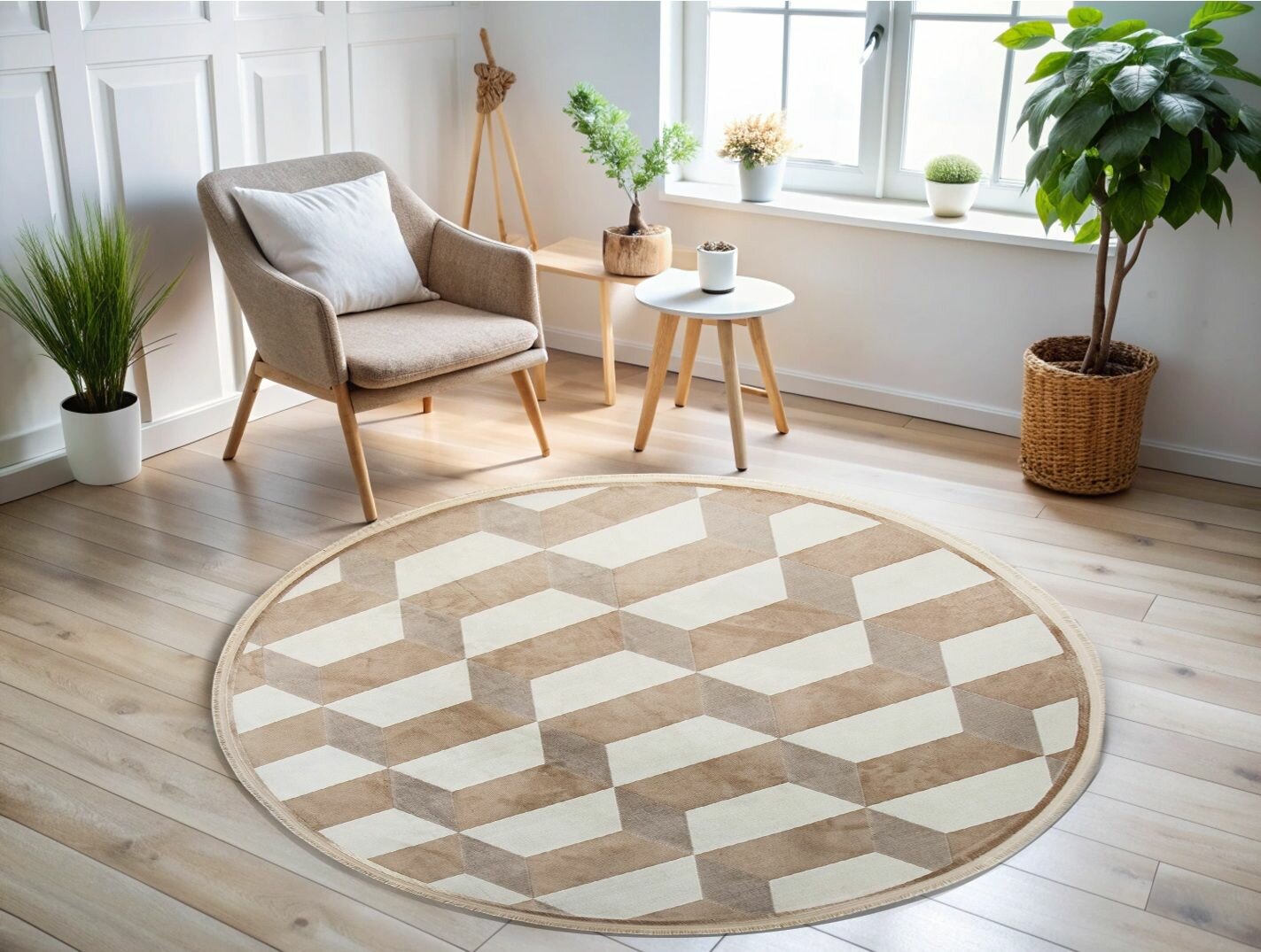 Ковер высокоплотный PREMIUM-коллекции иранский дизайнерский, на пол в спальню, гостиную, круглый 2 на 2 м, шёлк и хлопок, шёлковый отлив, размер 200 х 200 см