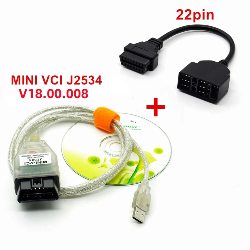MINI VCI J2534 V18.00.008 OBD2 диагностический сканер 22 Pin