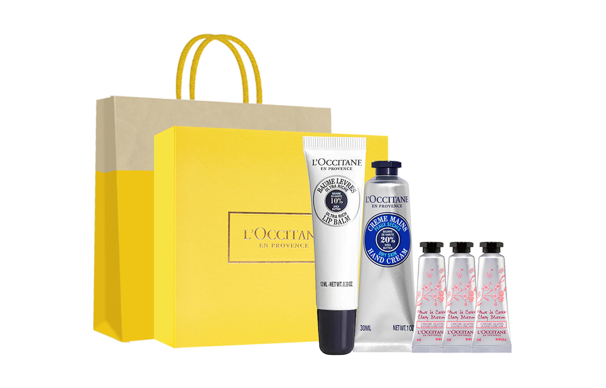 Набор по уходу за телом унисекс LOCCITANE 5758907, вишневый цвет, крем для рук, бальзам для губ