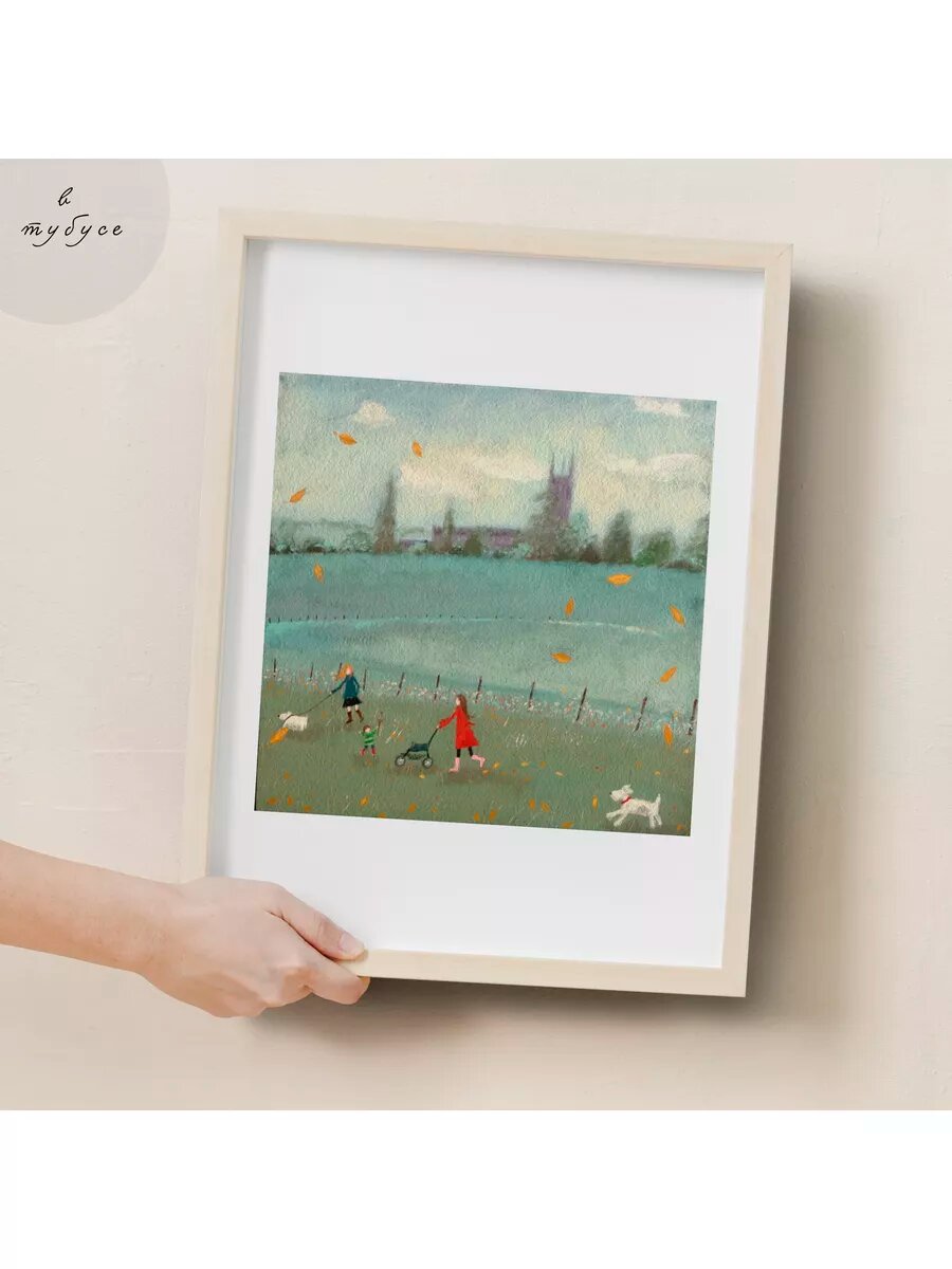 Осенний постер прогулка по берегу, 30 x 40 см, материал бумага, без рамы