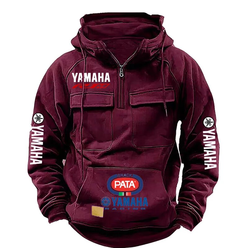 Мужская толстовка Yamaha бордовая с капюшоном