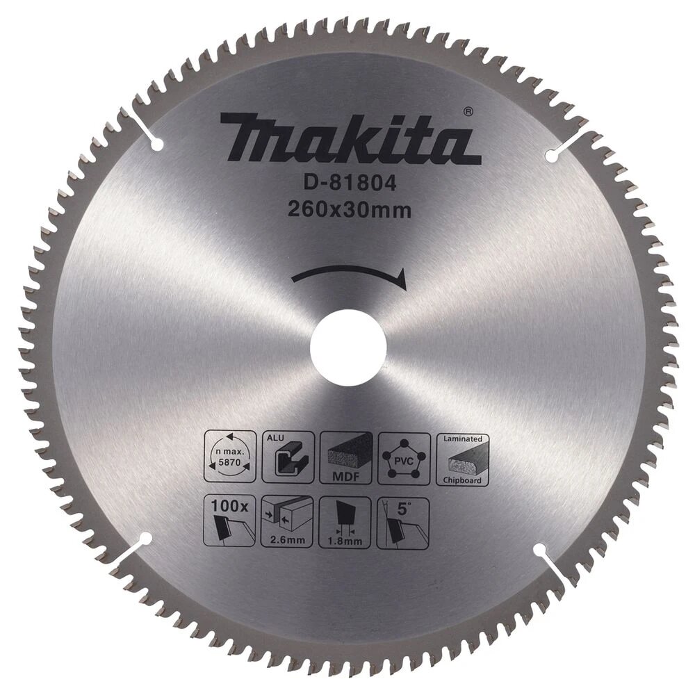 Пильный диск универсальный 260х2.6х30, 100T Makita D-81804