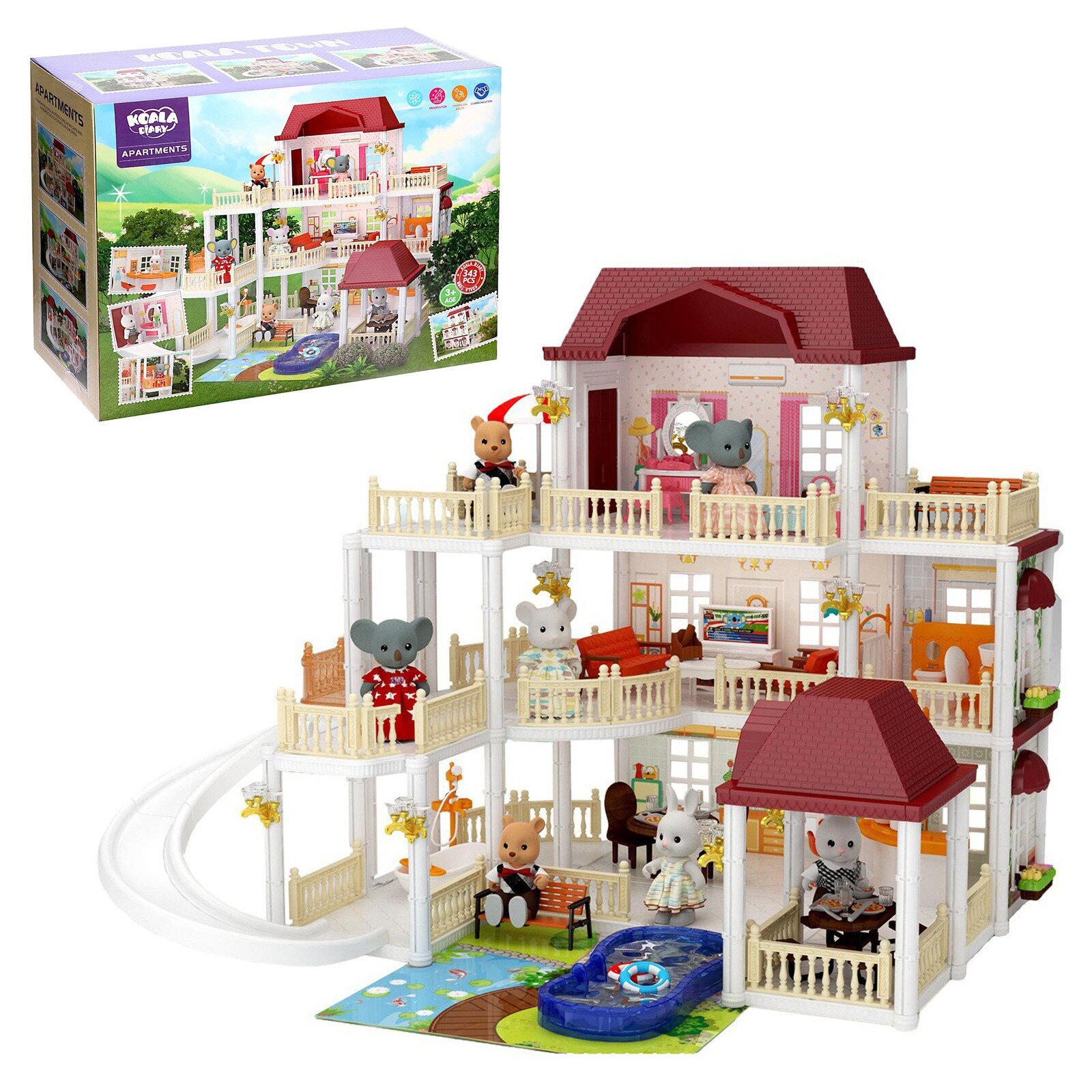 Кукольный домик Koala Diary Town Коттедж с аксессуарами серия "Собери сам", 343 дет.