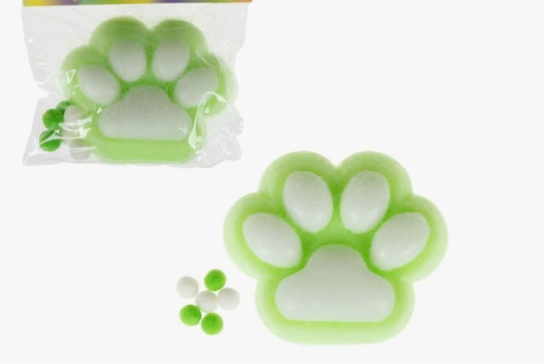 Мягкая лапка котика антистресс Сквиш таба зеленый