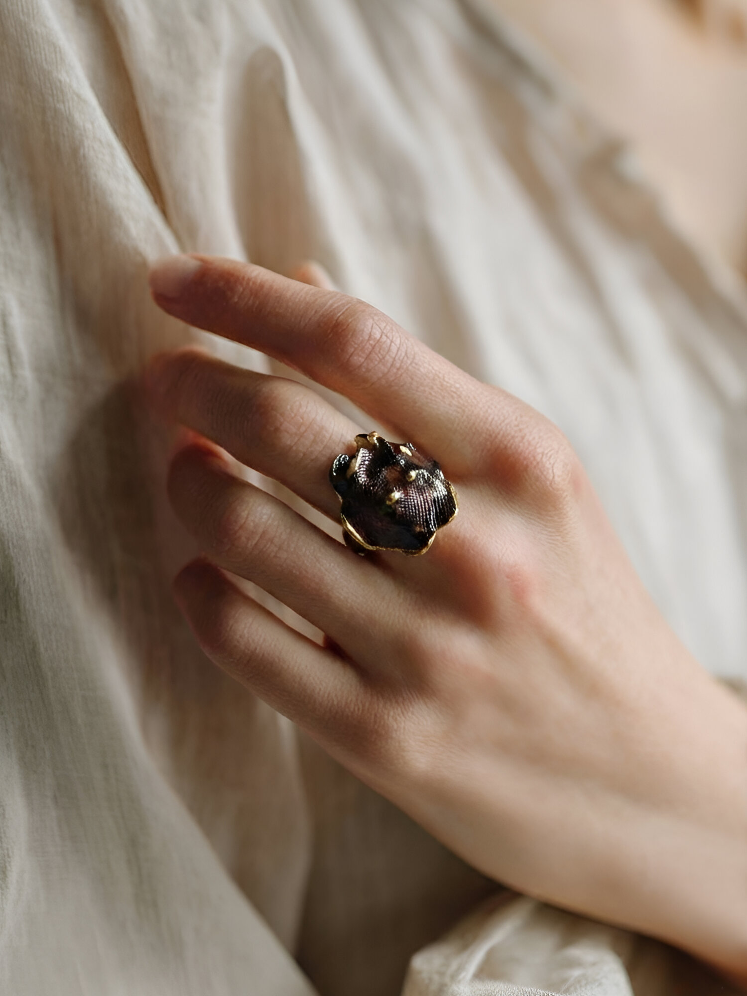 Кольцо помолвочное, серебро, 925 проба, золочение