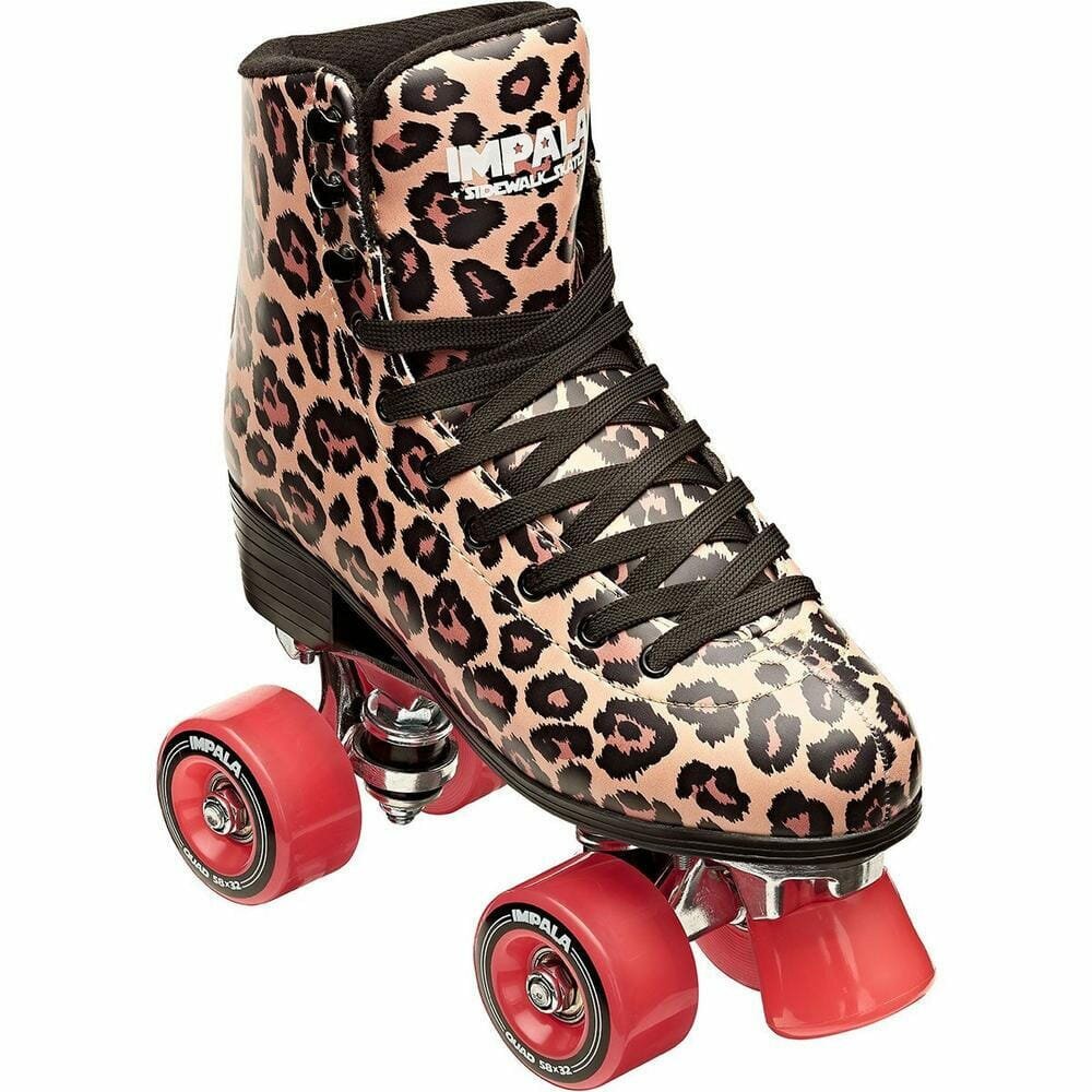 DECATHLON ролики Impala Quad Skate, леопардовый принт, черный, размер 35