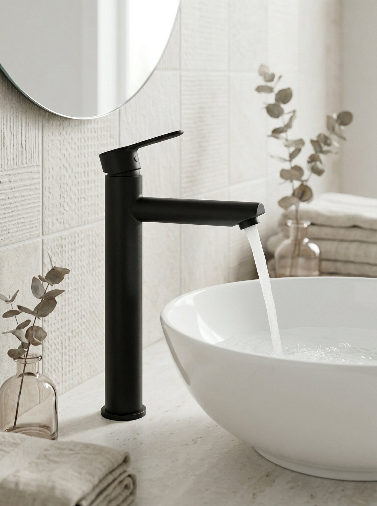 ESKO. Смеситель для накладной раковины OL25B черный одноручковый 10 лет гарантия нержавеющая сталь