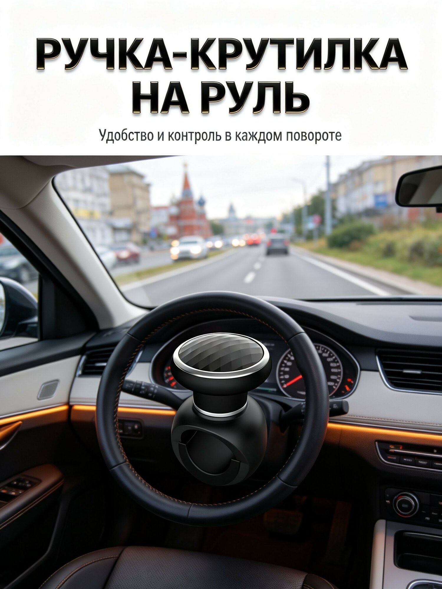OZ-BDBO ручка-крутилка на руль ABS, универсальная шариковая насадка для автомобилей грузовиков тракторов и лодок черная Premium fit