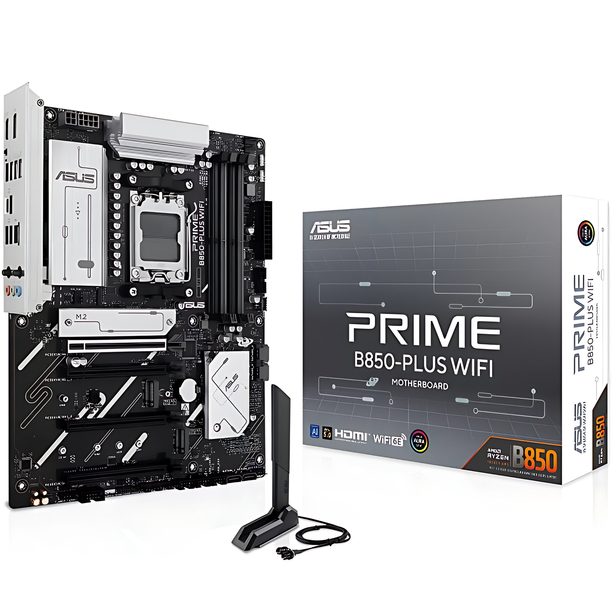 Материнская плата ASUS PRIME B850-PLUS WIFI (AM5/AMD B850/4xDDR5/4xPCI-Ex16/3xM.2/SB7.1/Wi-Fi/BT/DP/HDMI/ATX)