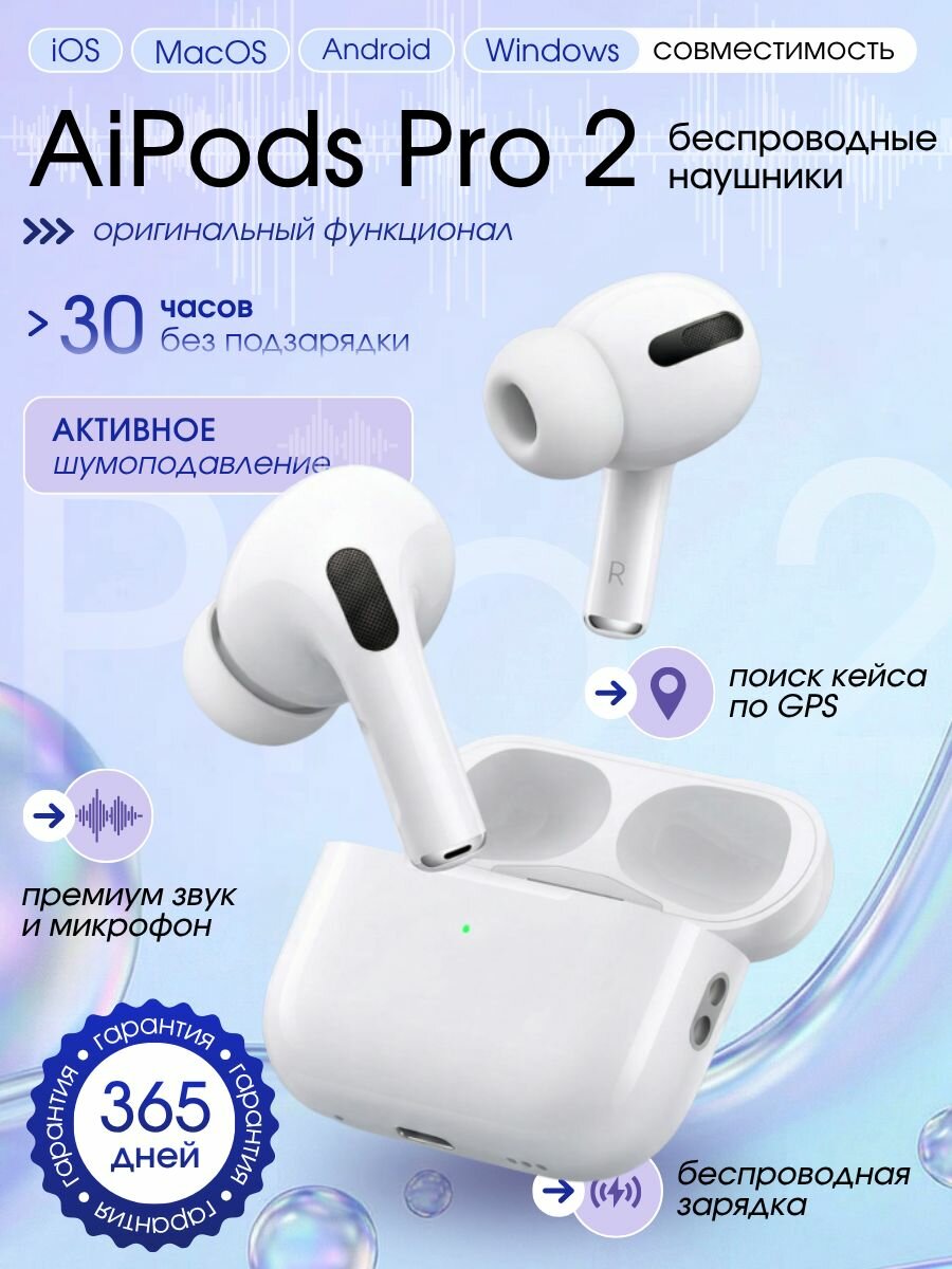 Наушники беспроводные. Наушники беспроводные для телефона AIPODS PRO 2 PREMIUM +
