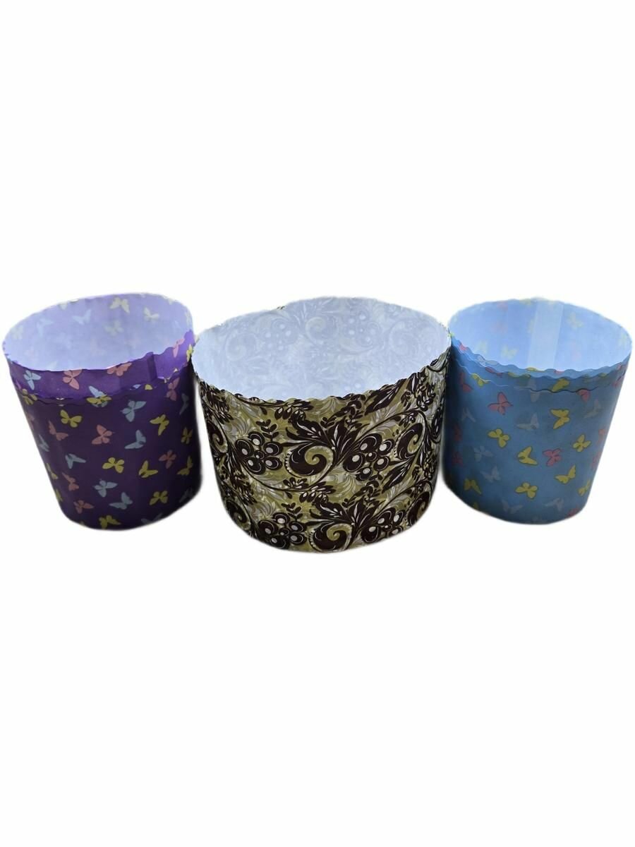 Формы 2 размера 3 вида : 3 больших ,6 маленьких 2 видов пасхальные "Микс" для выпечки Кулича из пергаментной бумаги ,(в наборе 9 шт )