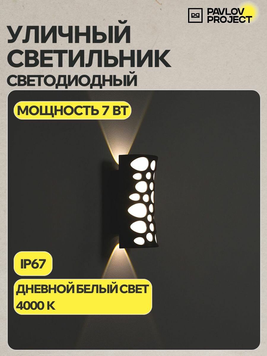 Светильник настенный уличный влагозащищенный , бра, LED, 7 Вт PP-418R BK
