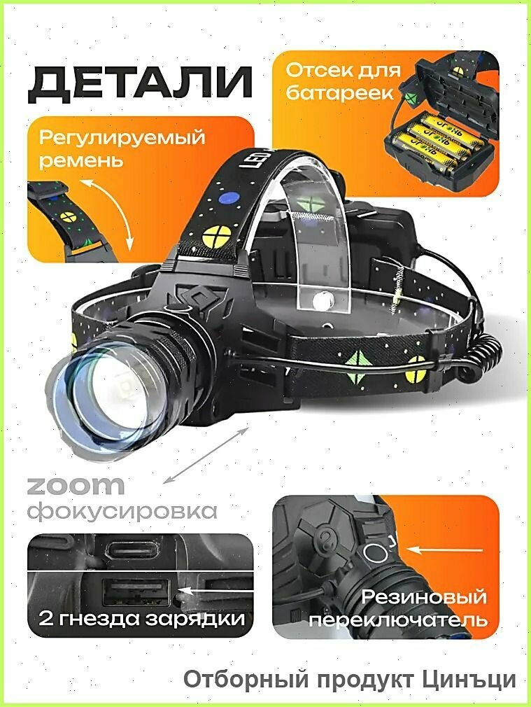 Налобный фонарь Airclif PM10-TG C062, с регулировкой яркости, 500 м, черный — фото 1