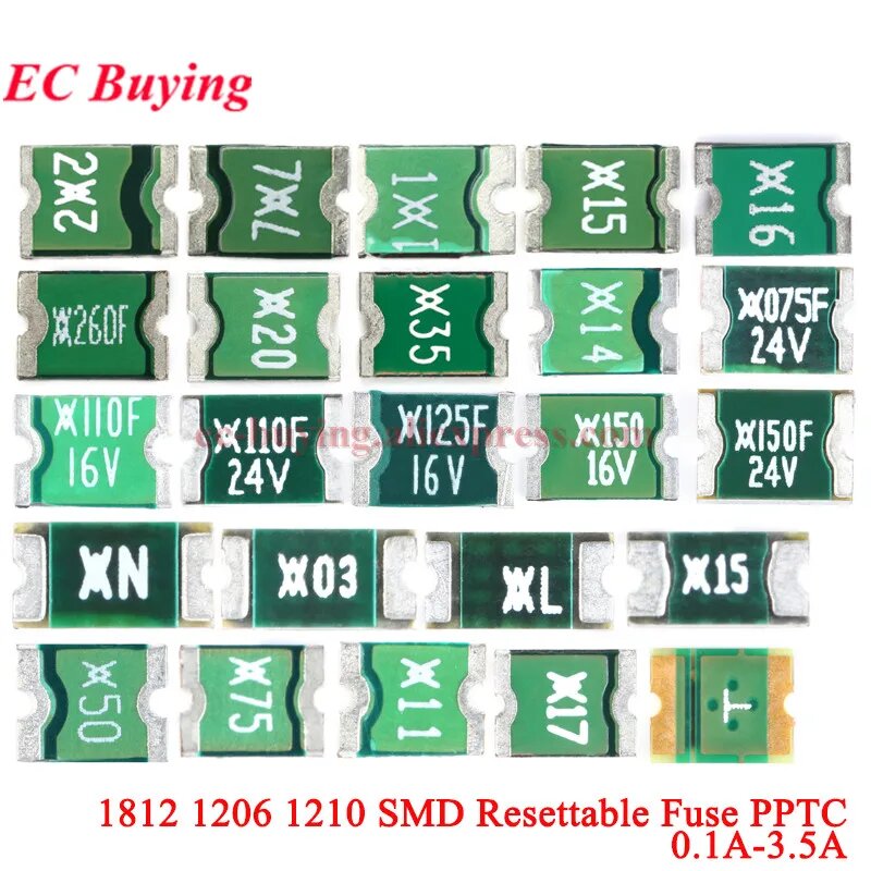 SMD Самовосстанавливающиеся Предохранители PPTC EC Buying 0.1A - 3.5A 10pcs, 1812 1.1A 8V