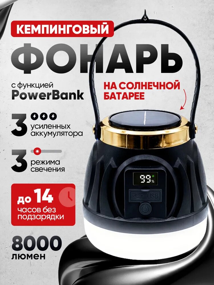 Кемпинговый фонарь, Кемпинговый фонарь аккумуляторный светодиодный, Type-C, Мощный, для туризма и отдыха на природе