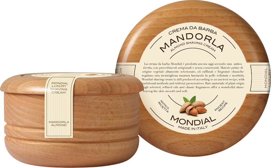 MONDIAL Крем для бритья "Мандорла" с ароматом миндаля, деревянная чаша Mandorla Shave Cream 50ml
