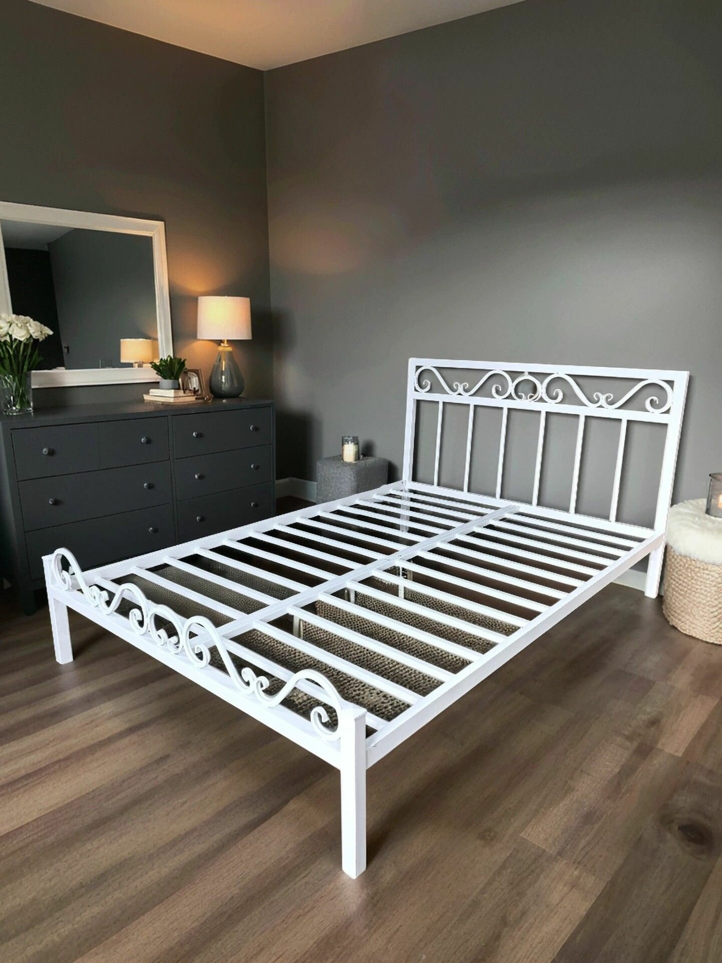 Кровать LOFT Mebel "Мира-2", металлическая, ортопедическая, 140x190 см