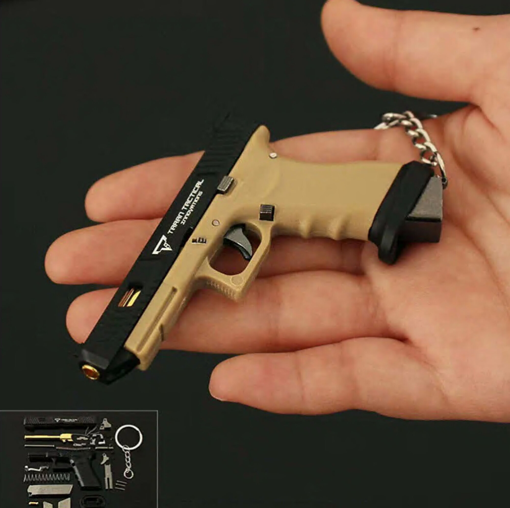 Брелок Glock 34, металл, с функцией разборки и сборки, черный