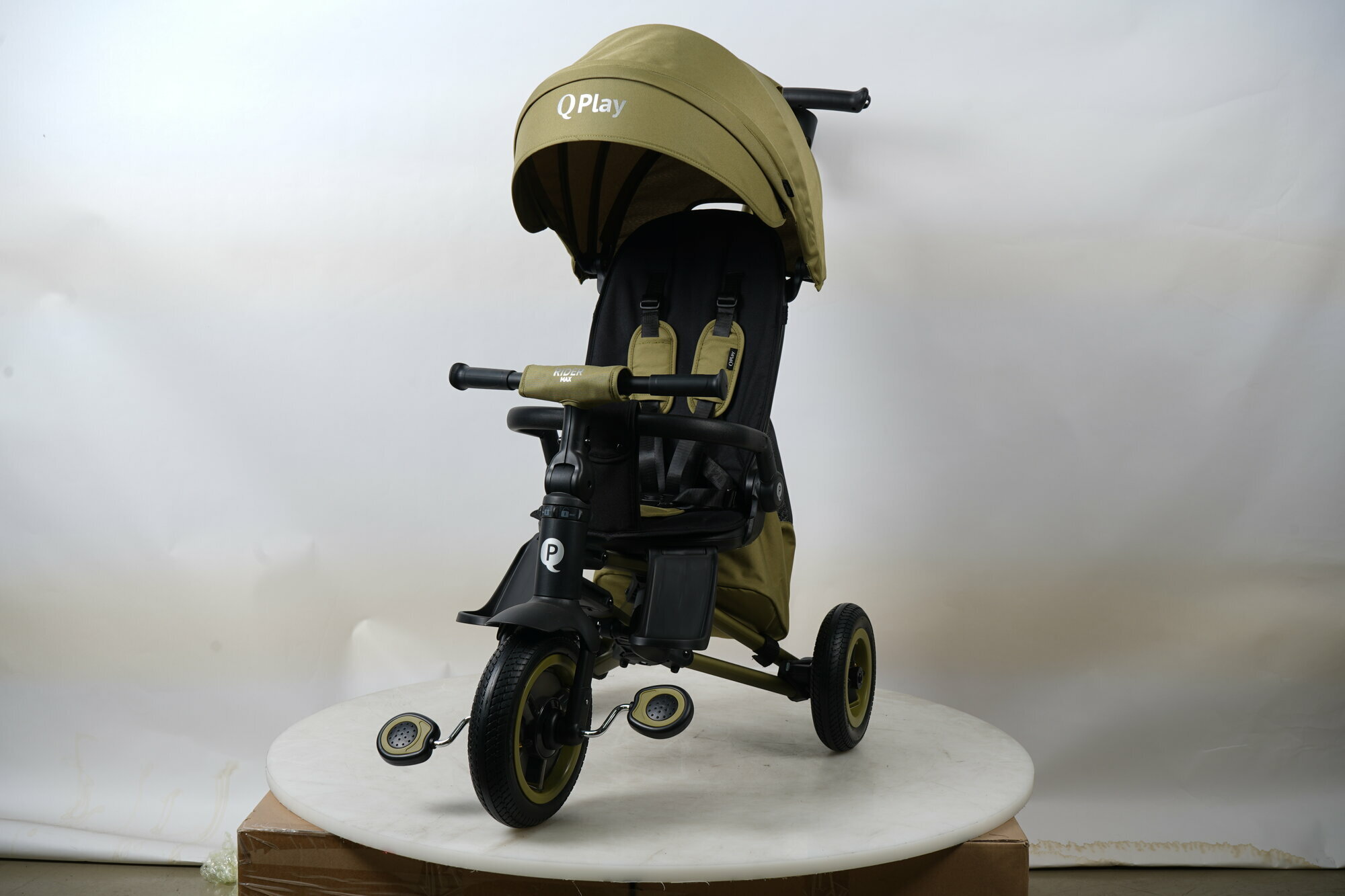 Велосипед трехколесный детский с ручкой Rider Max, цвет оливковый