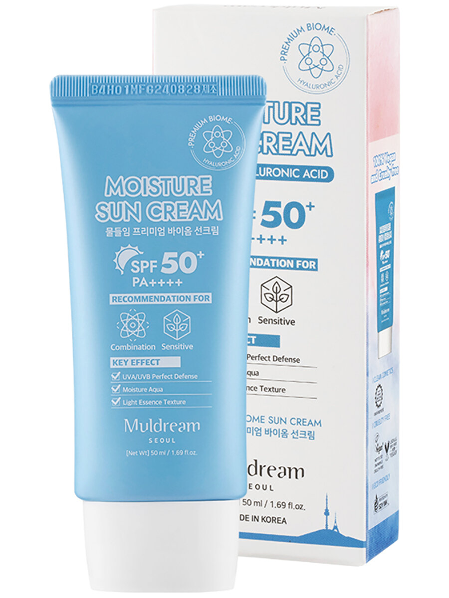 Солнцезащитный крем для лица SPF 50+ PA+++ увлажняющий Muldream 50 мл