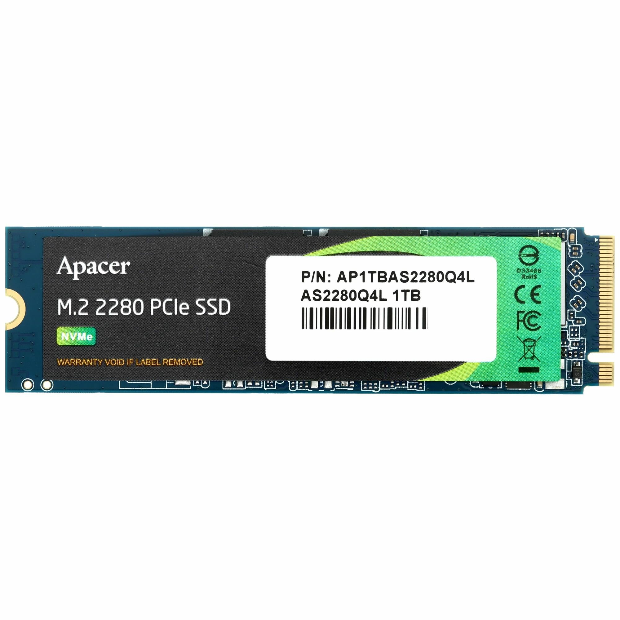 1 ТБ M.2 NVMe накопитель Apacer AS2280Q4L (AP1TBAS2280Q4L-1) - PCI-E 4.0, чтение - 3600 МБ/с, запись - 3000 МБ/c, TBW - 600