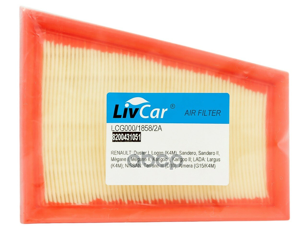 Фильтр воздушный LivCar ОЕМ 8200431051 RENAULT LADA NISSAN (LHD) Полиуретан LivCar арт. LCG000/1858/2A