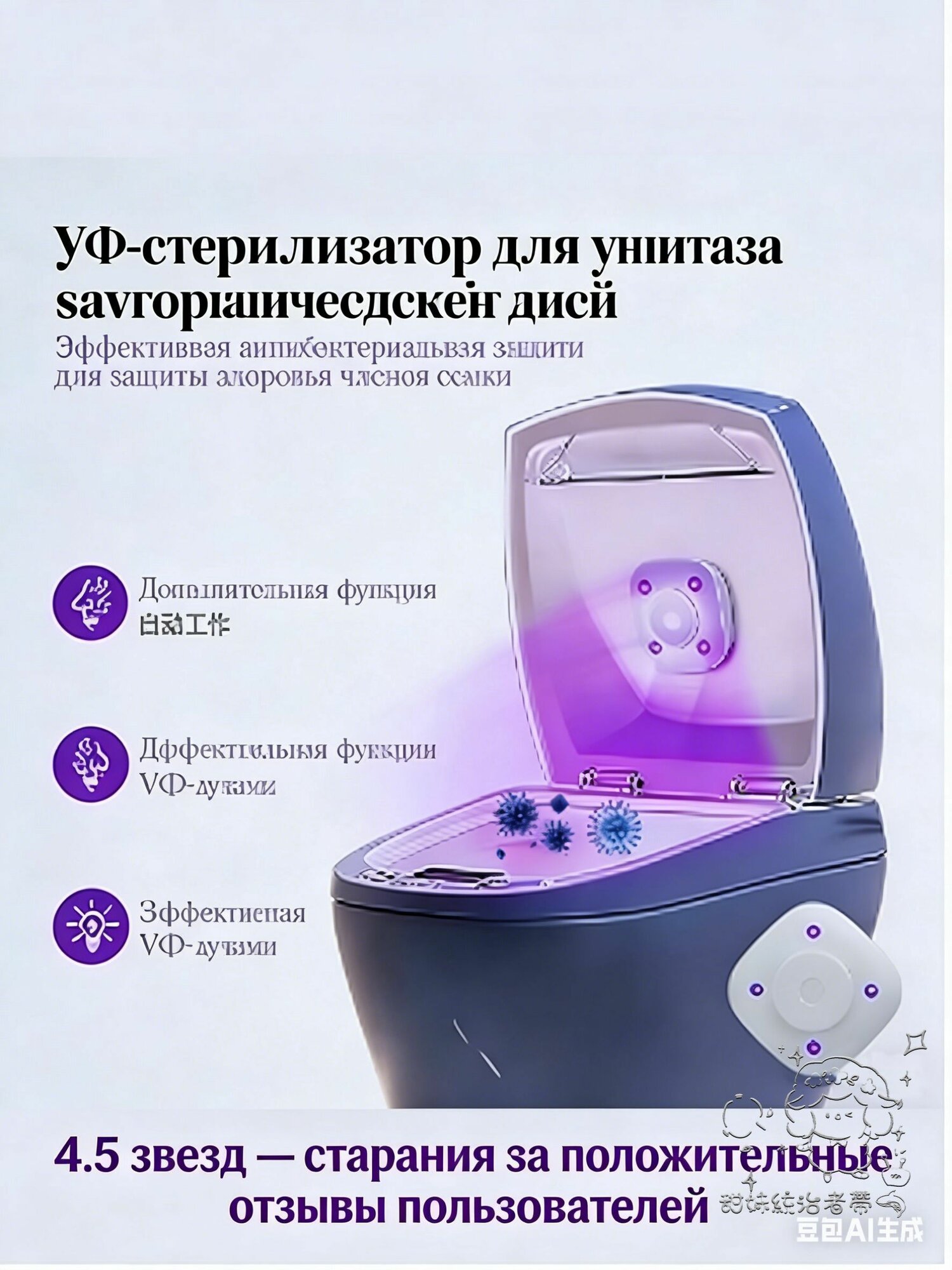 УФ-стерилизатор для унитаза автоматический с датчиком движения и устранением запахов Гигиена для ванной