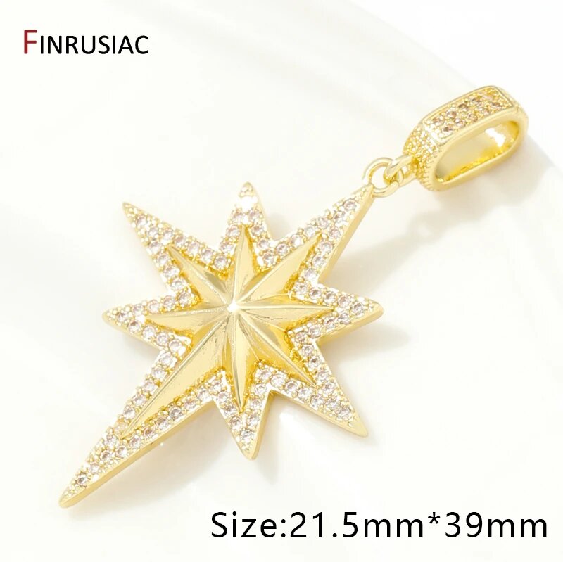 FINRUSIAC Позолоченные подвески из латуни с цирконием 1 piece, Желтый, 18K Gold Plated