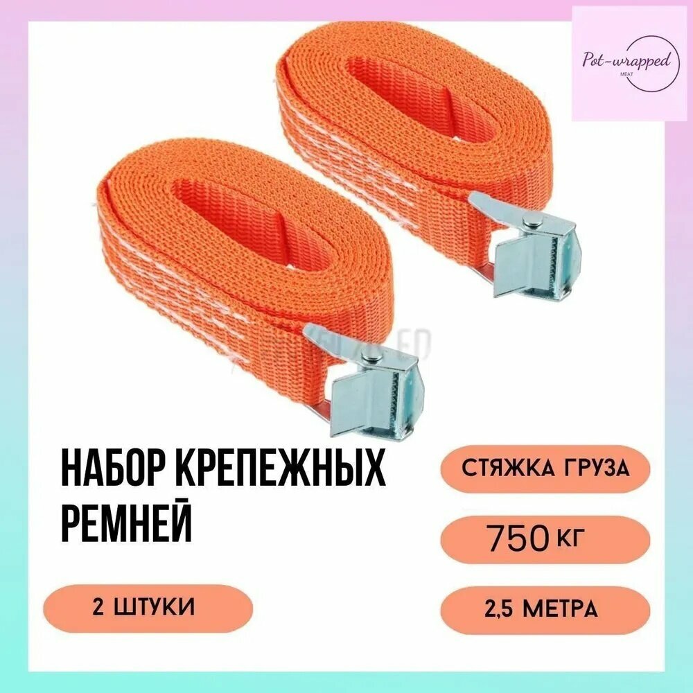 Ремень стяжной, 2.5 м, нагрузка до 750 т, 2 шт.