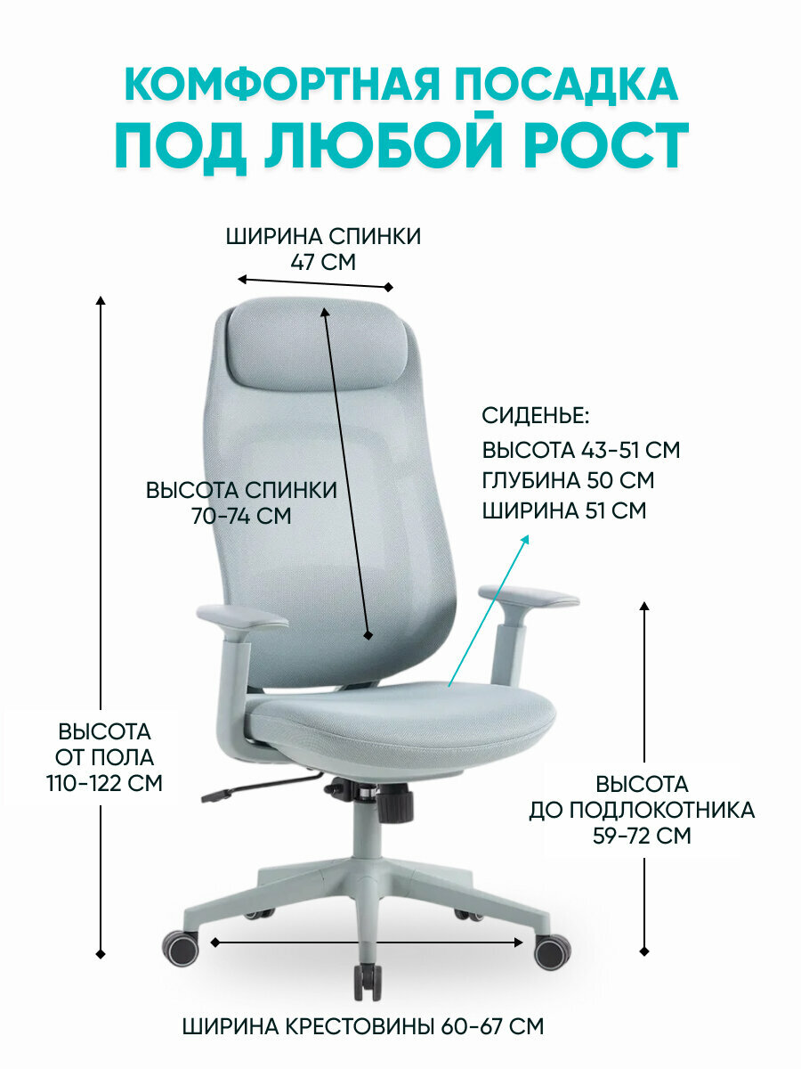 Кресло Askona / Аскона Lyris (Лирис), цвет голубой, 51х50 см — фото 1