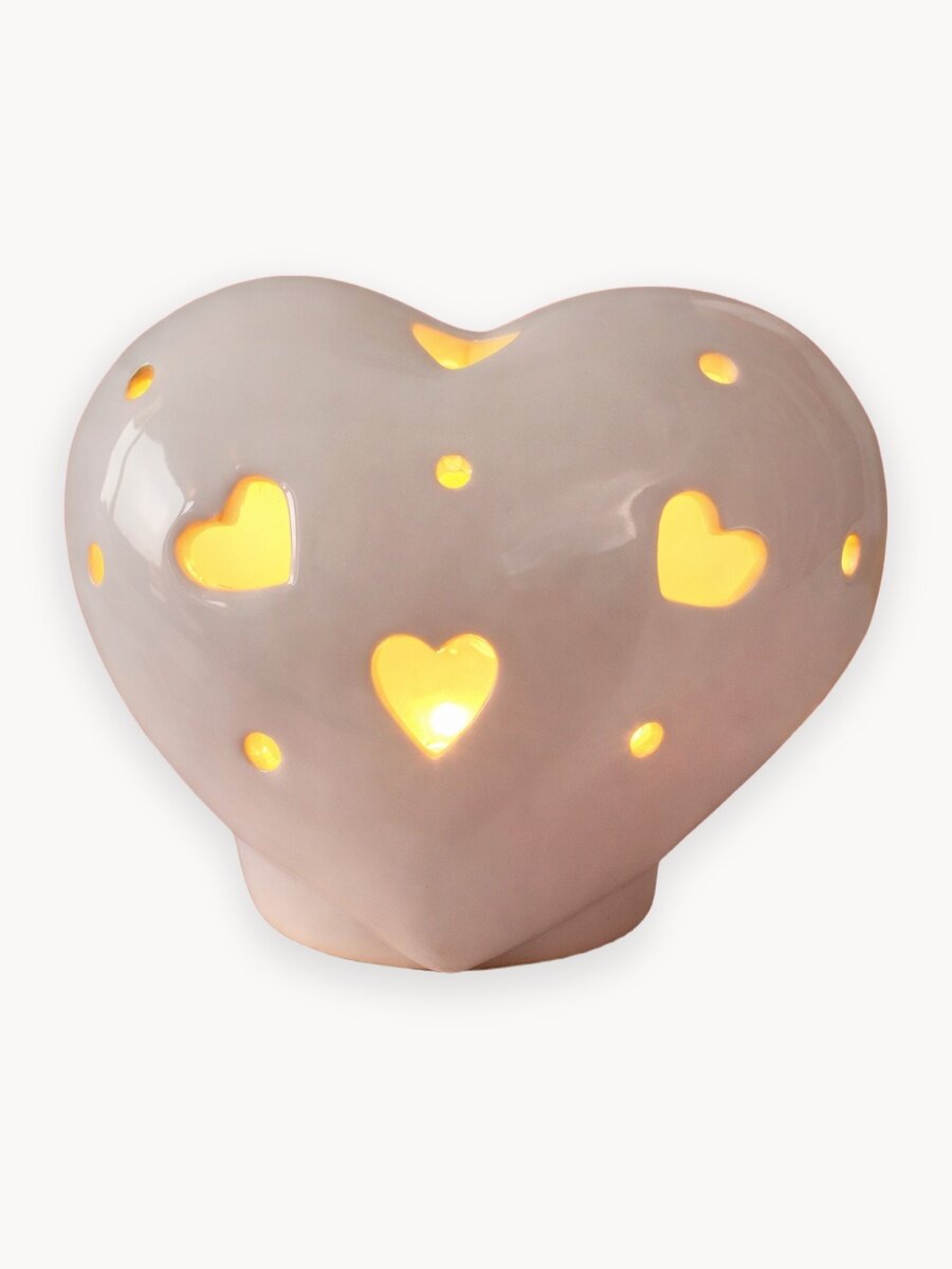 Фигурка светящаяся керамика "Сердце" размер 12.3×9×8.6 см, цвет белый