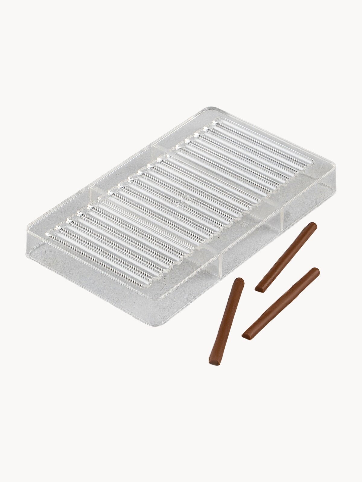 Форма для шоколада и конфет «Сигаро», 18 ячеек, 20×12×2,5 см, ячейка 8,5×0,7 см