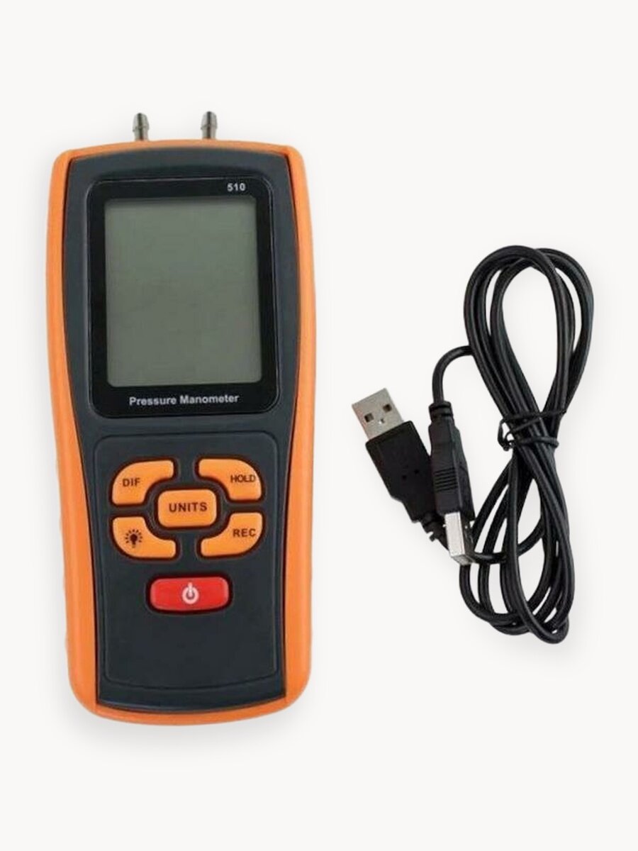 Портативный цифровой манометр Hti-GM-510 (EU) (O44541CI) до 10 кПа для измерения давления воды и давления газовых сред с ЖК-дисплеем
